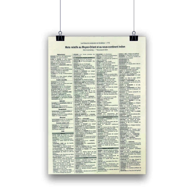 Fiche de vocabulaire Scrabble
